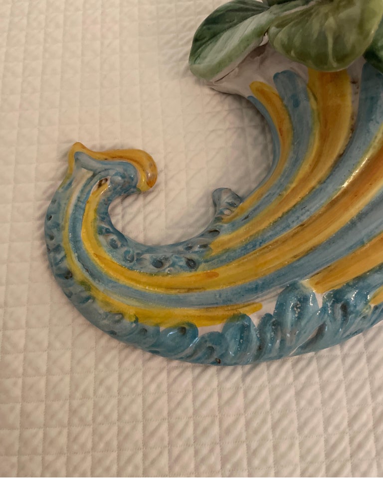 Vintage Italian Terra Cotta Cornucopia Wall Hanging For Sale at 1stDibs