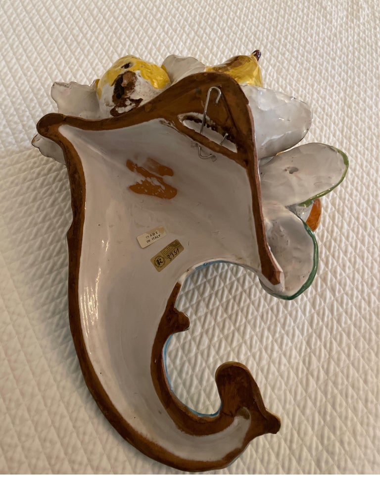 Vintage Italian Terra Cotta Cornucopia Wall Hanging For Sale at 1stDibs