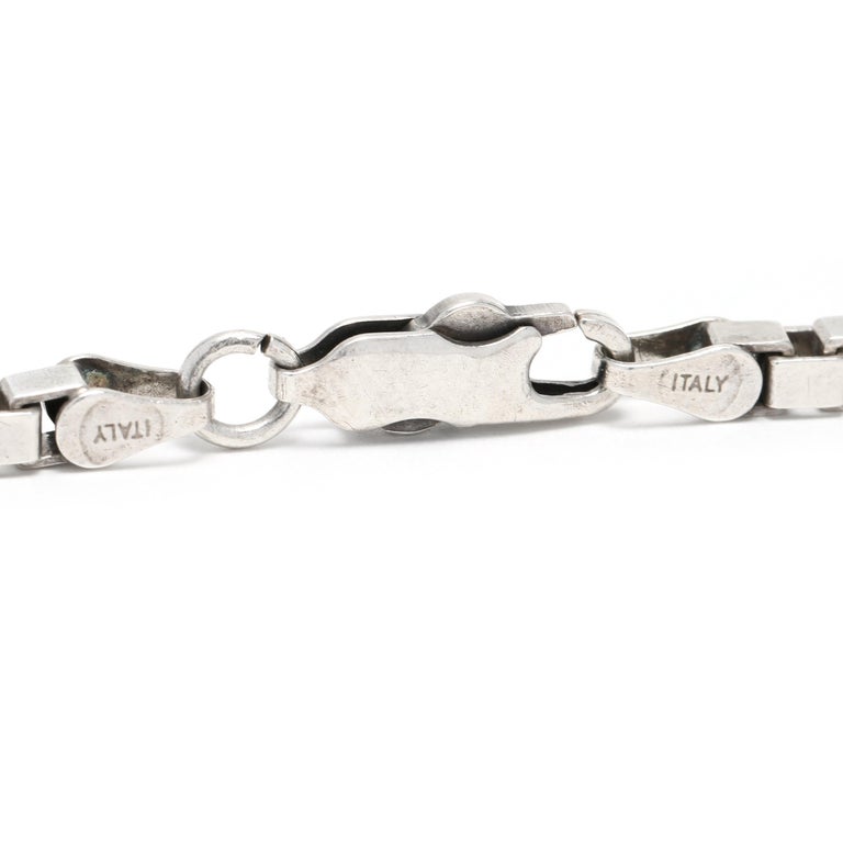 Vintage Italian Thick Box Chain Necklace, Sterling Silver For Sale at ...