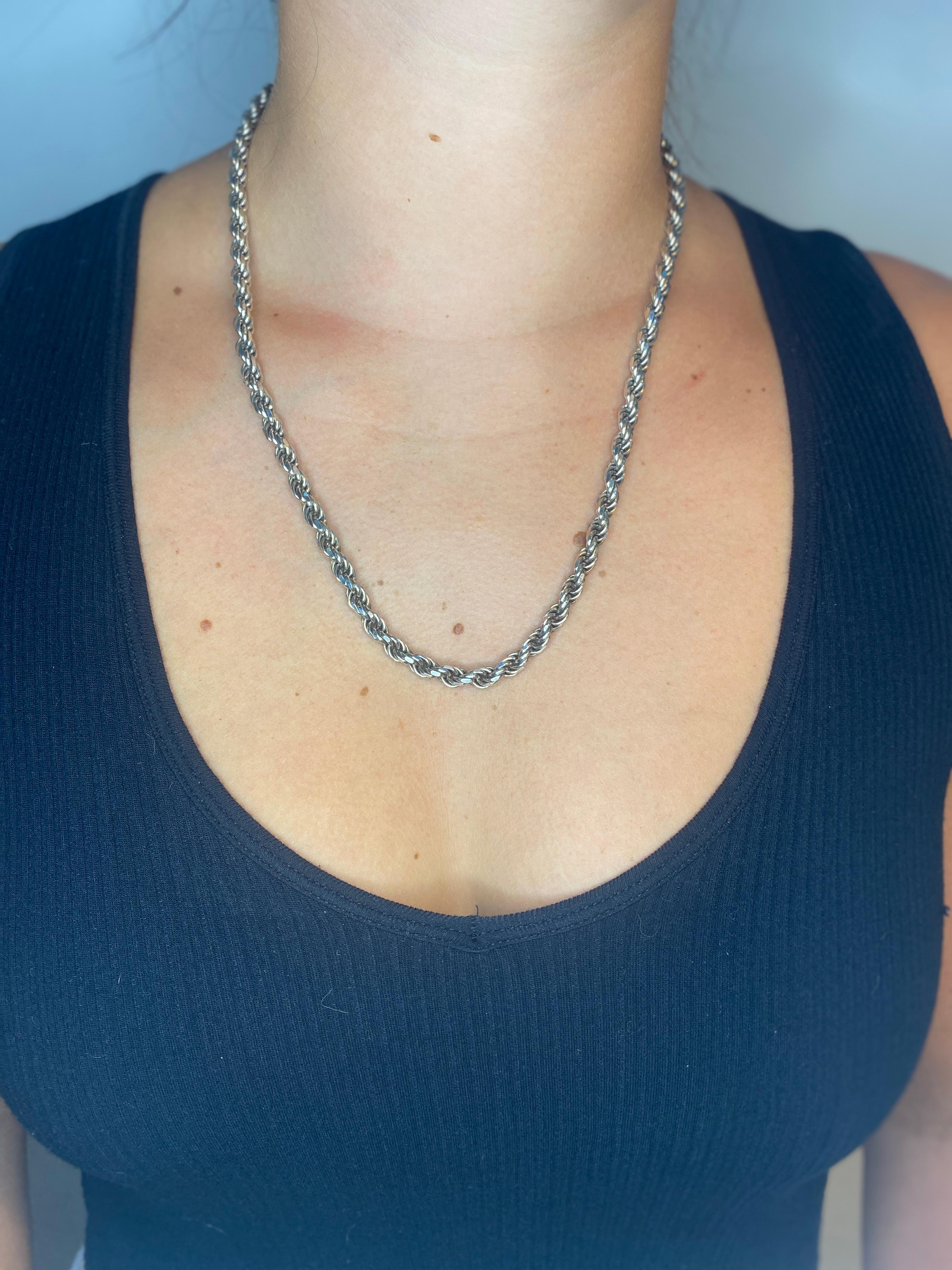Vintage Italian Thick Rope Chain, Sterling Silver, Heavy at 1stDibs ...