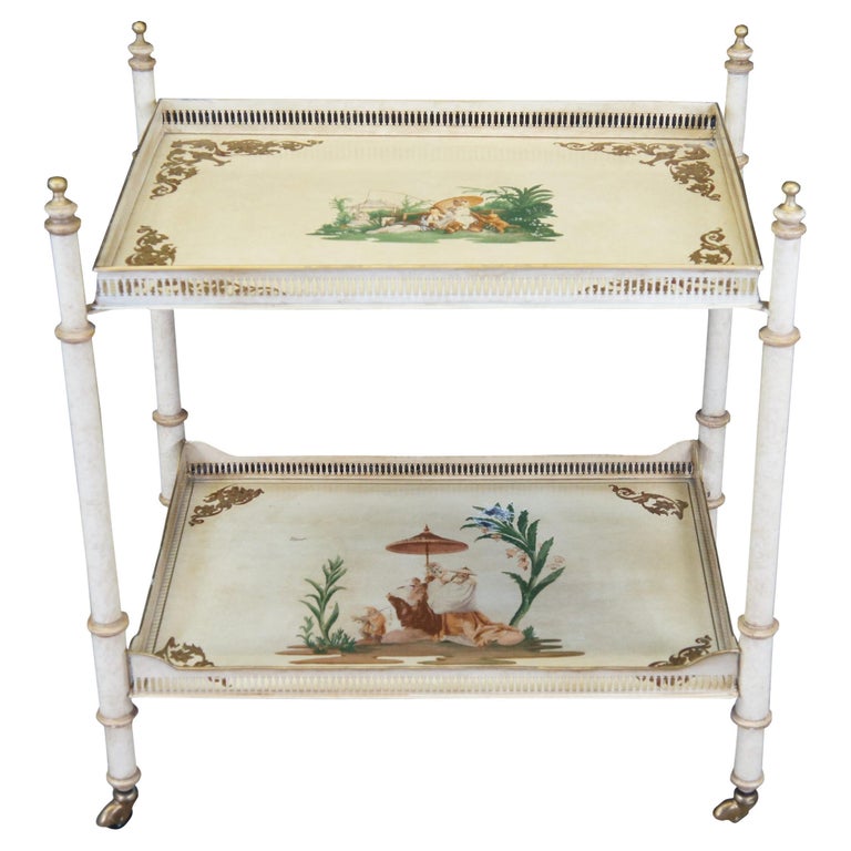 Vintage Italian Tole Painted 2 Tier Beverage Serving Cart Removable ...