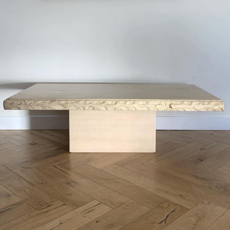 Vintage Italian Travertine Coffee Table with Raw Edge, 1970s at 1stDibs