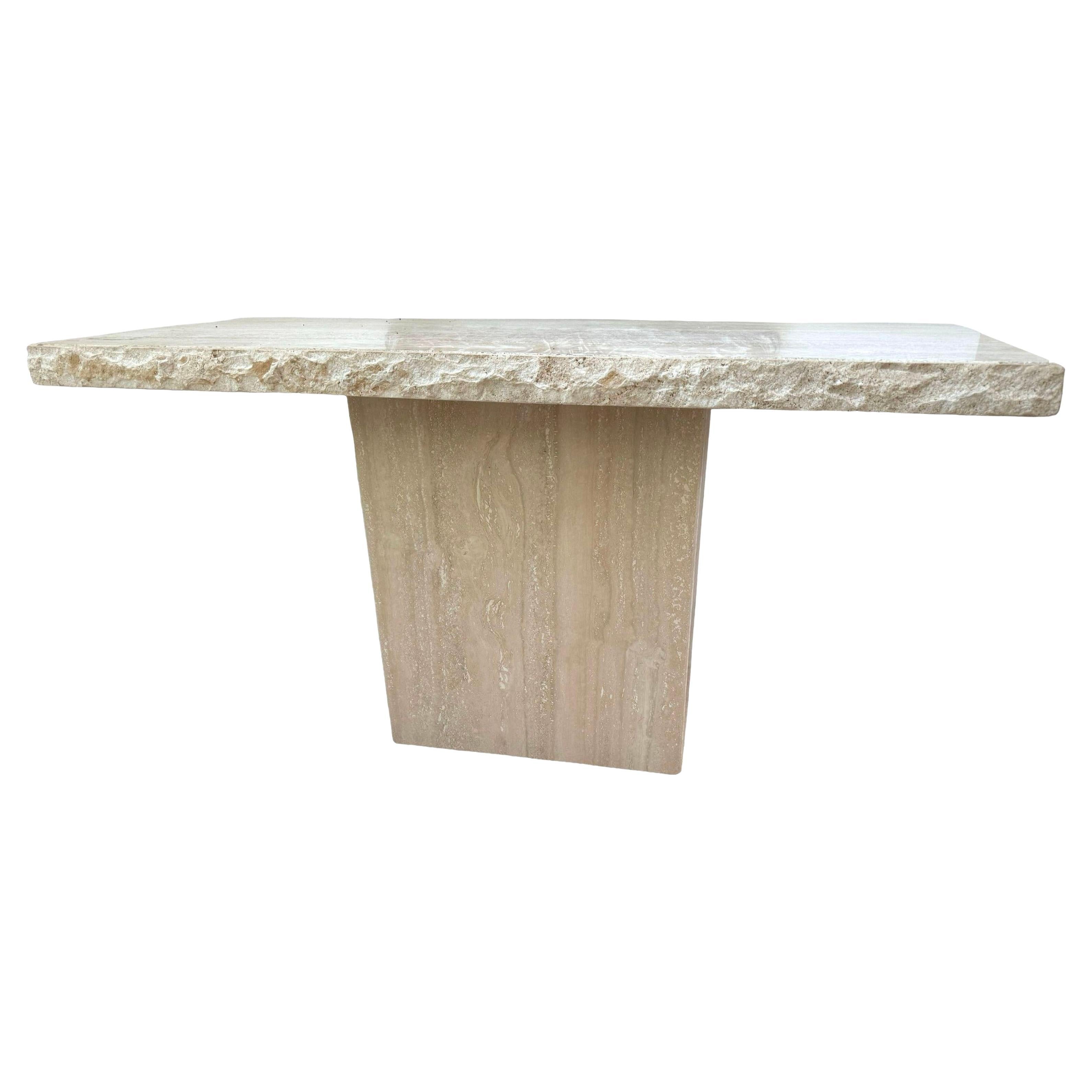 Italian Elliptical Travertine Console Table at 1stDibs