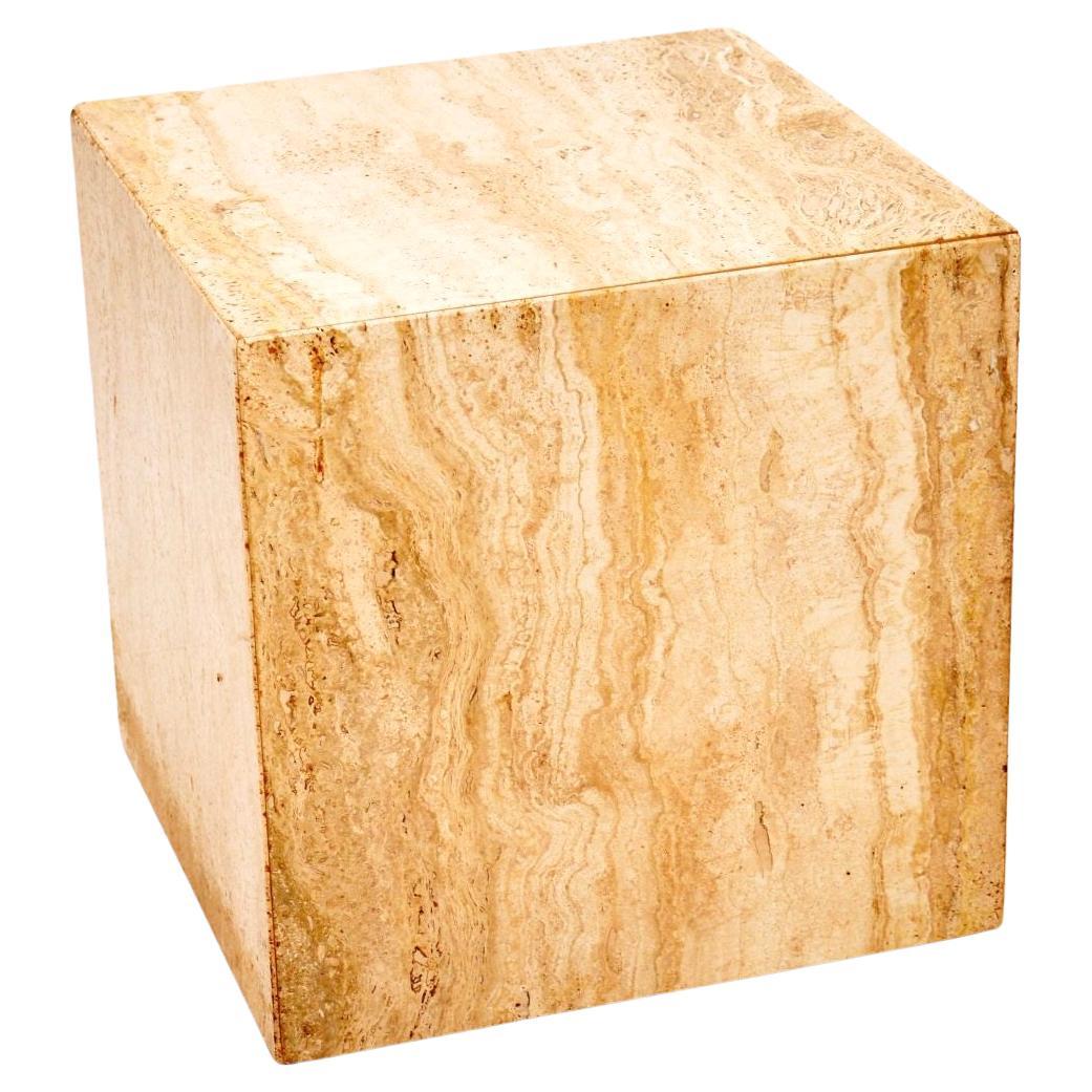 Cube side table in natural travertine stone For Sale at 1stDibs