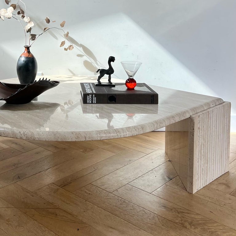 Vintage Italian travertine eye coffee table by Stone International ...