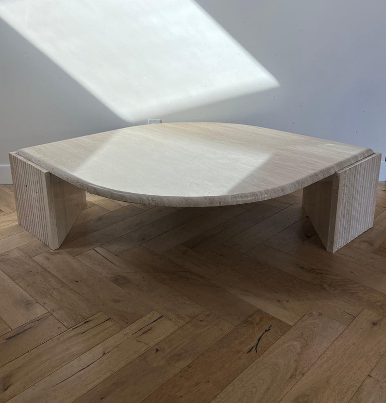 Vintage Italian travertine eye coffee table by Stone International ...