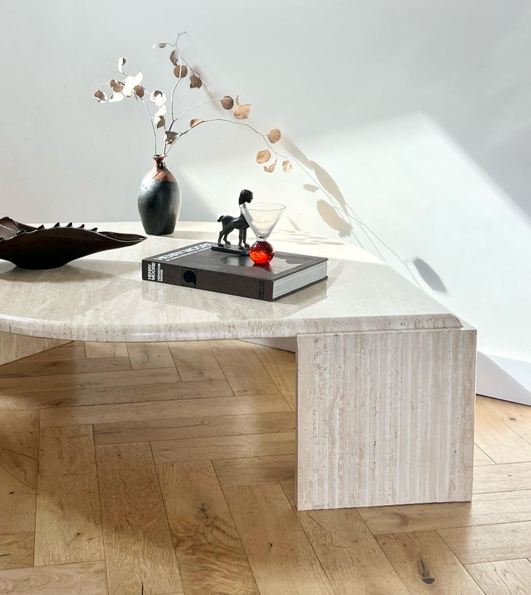 Vintage Italian travertine eye coffee table by Stone International ...