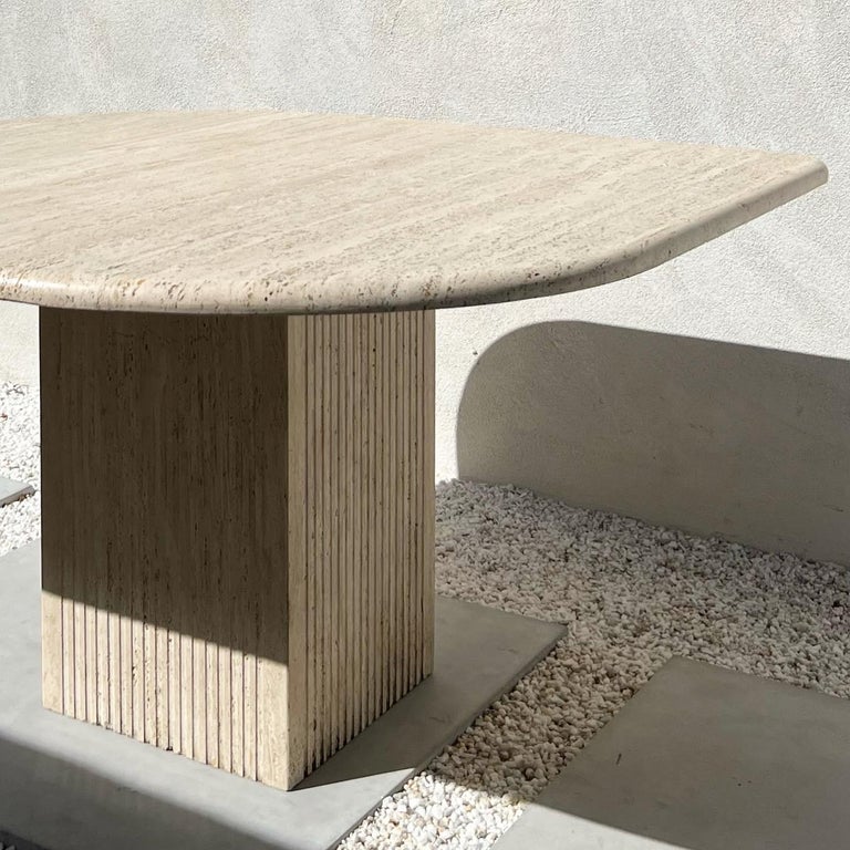 Vintage Italian Travertine Eye-Shaped Teardrop Dining Table, c. 1970 at ...