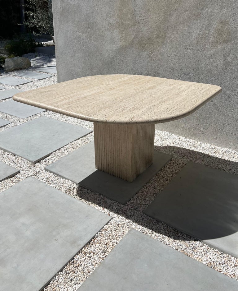 Vintage Italian Travertine Eye-Shaped Teardrop Dining Table, c. 1970 at ...