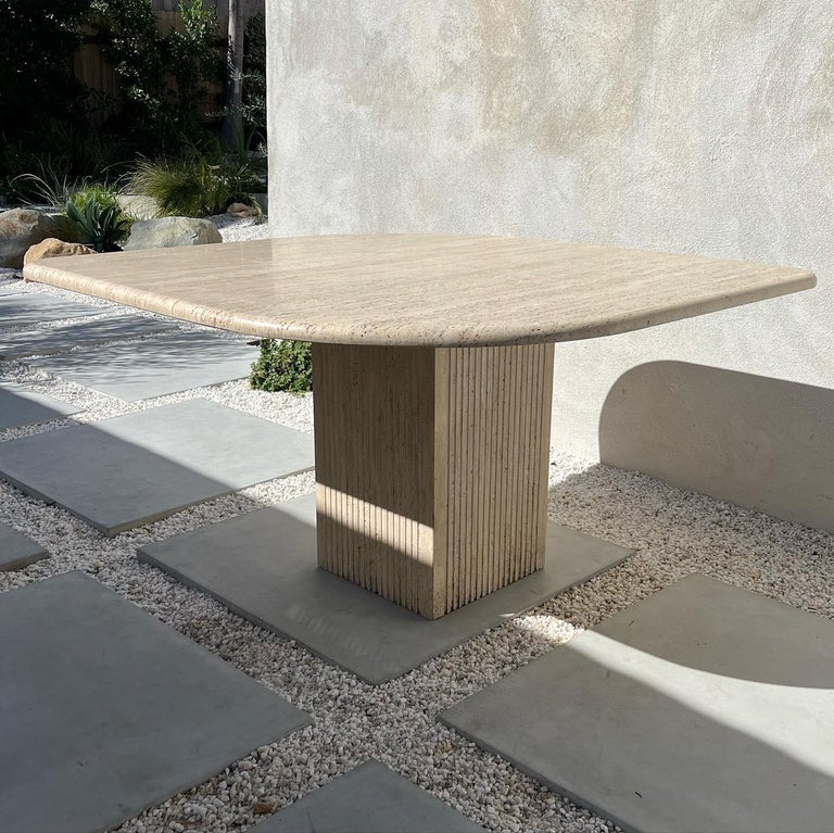 Vintage Italian Travertine Eye-Shaped Teardrop Dining Table, c. 1970 at ...