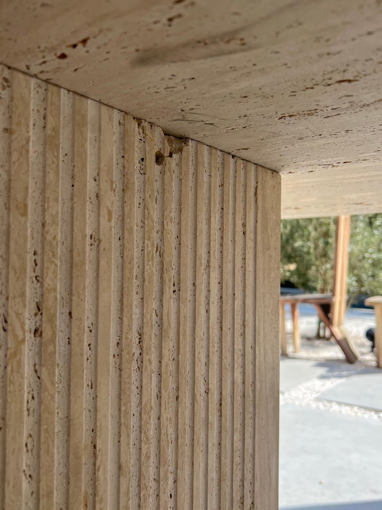 Vintage Italian Travertine Eye-Shaped Teardrop Dining Table, c. 1970 at ...