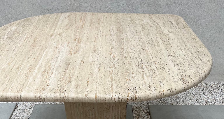 Vintage Italian Travertine Eye-Shaped Teardrop Dining Table, c. 1970 at ...