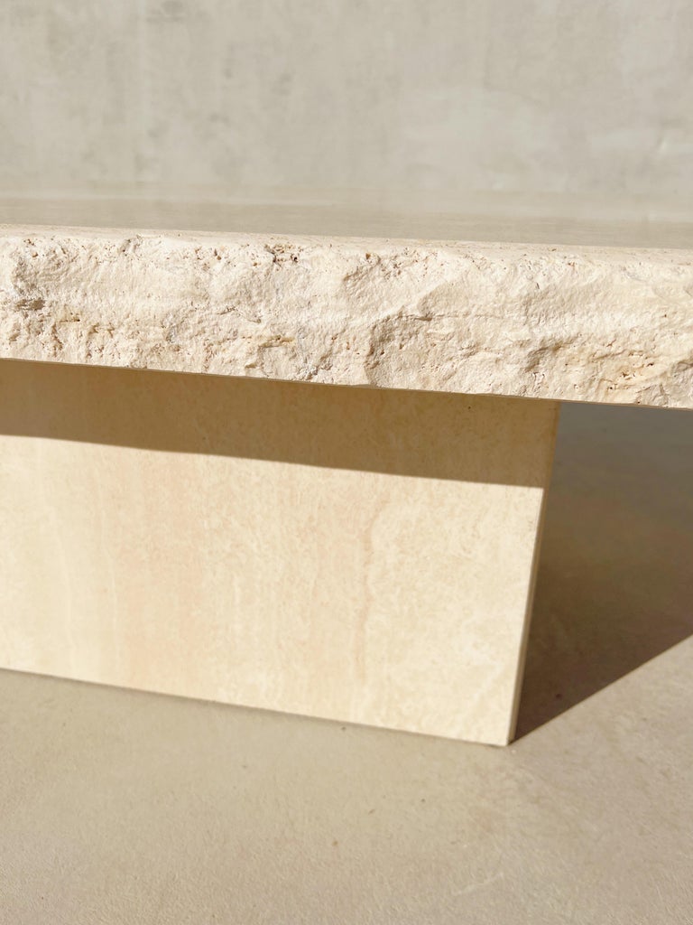 Vintage Italian Travertine Rectangular Coffee Table With Live Edges at ...