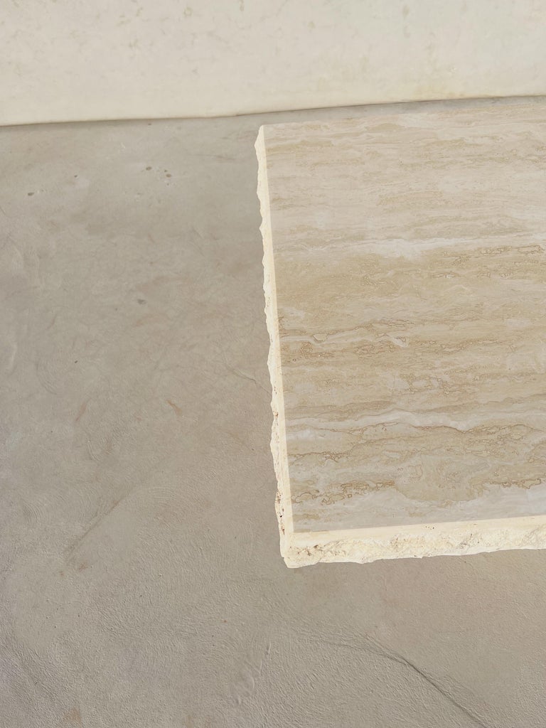Vintage Italian Travertine Square Coffee Table with Live Edges at 1stDibs