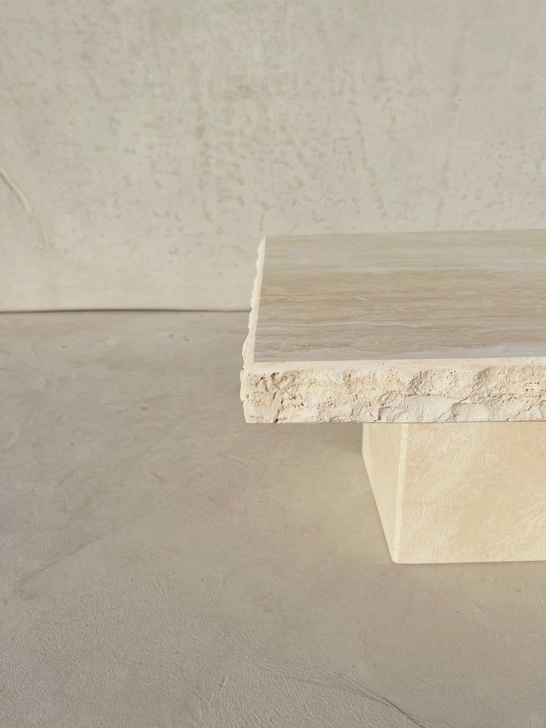 Vintage Italian Travertine Square Coffee Table with Live Edges at 1stDibs