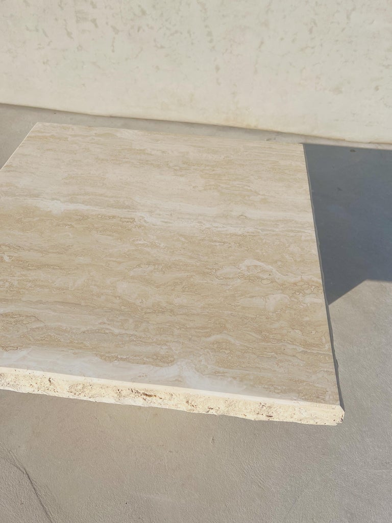 Vintage Italian Travertine Square Coffee Table with Live Edges at 1stDibs