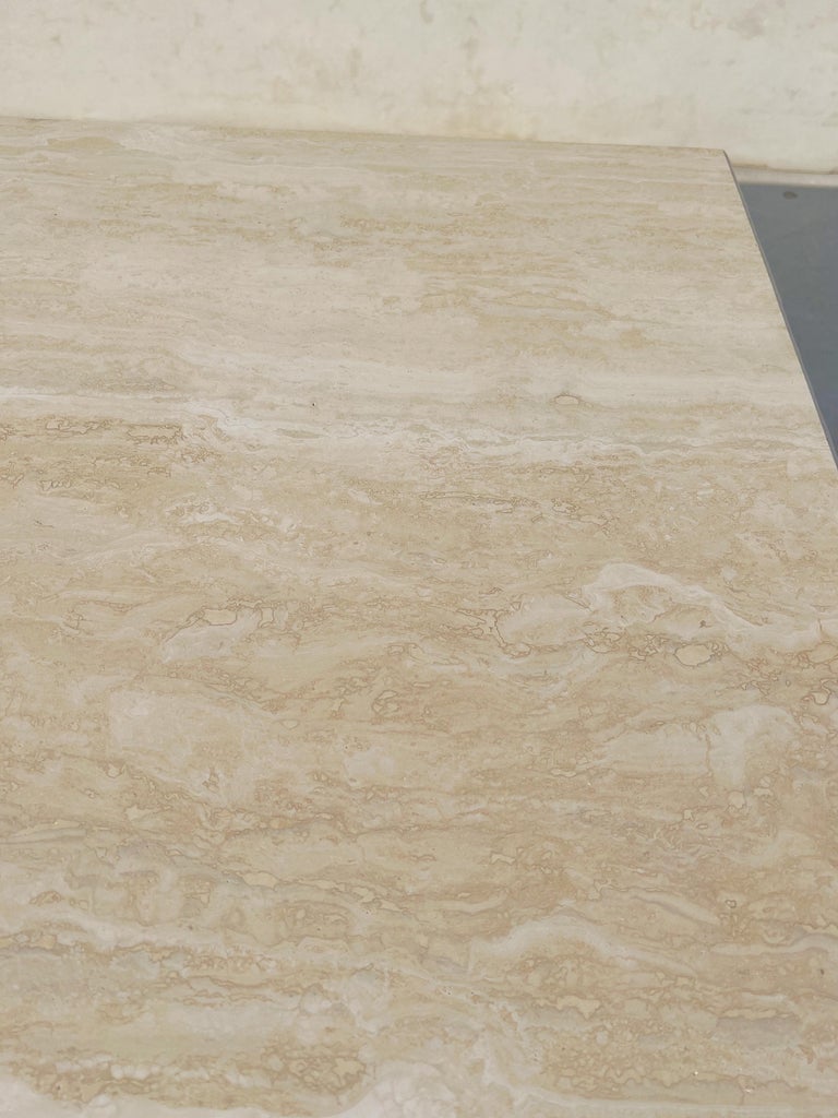 Vintage Italian Travertine Square Coffee Table with Live Edges at 1stDibs