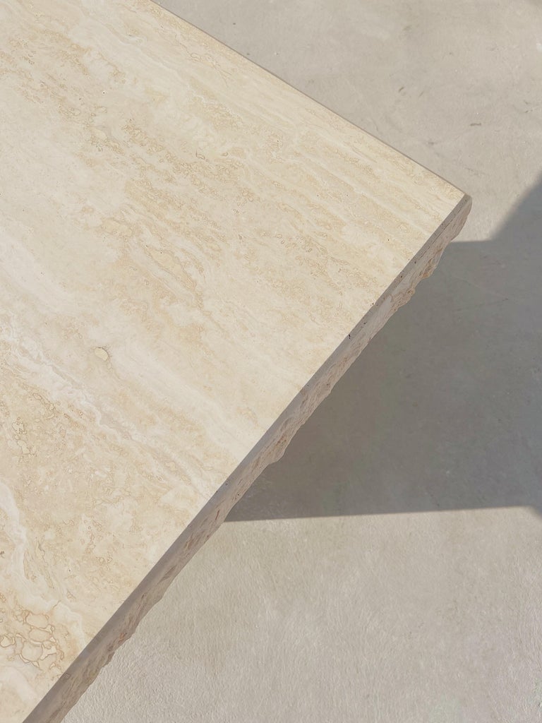 Vintage Italian Travertine Square Coffee Table with Live Edges at 1stDibs