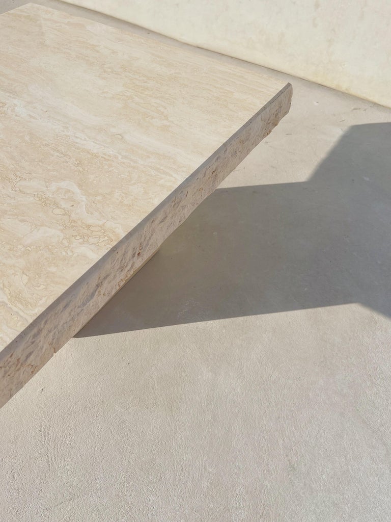 Vintage Italian Travertine Square Coffee Table with Live Edges at 1stDibs
