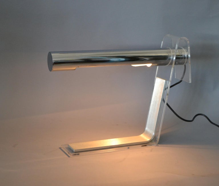 Vintage Italian Tubular Chrome Lucite Table Desk Lamp Mid-Century ...