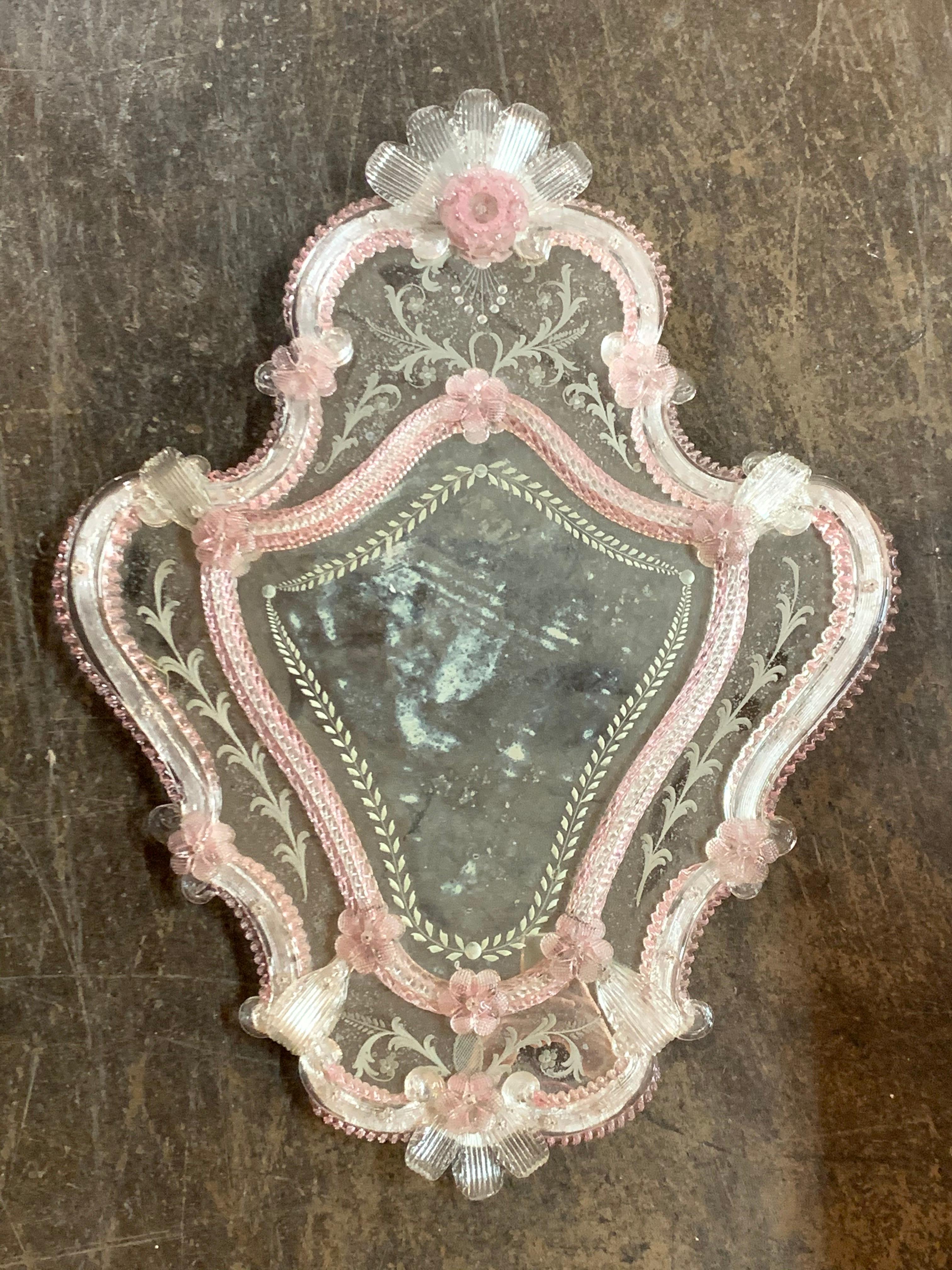 Vintage Italian Venetian Powder Room Mirror at 1stDibs