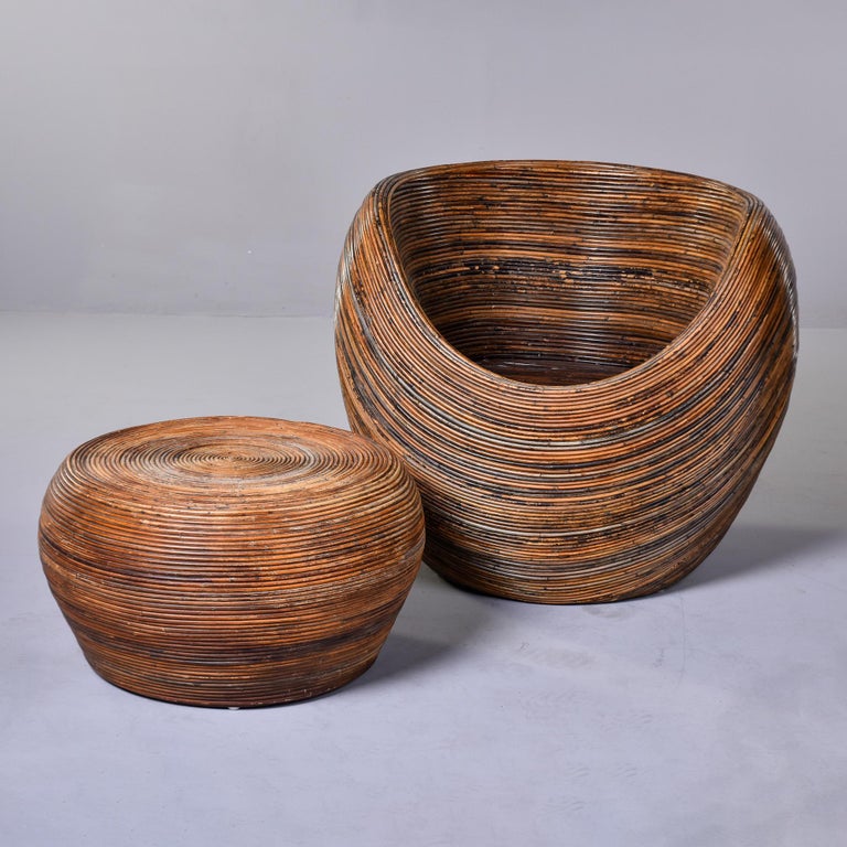 Vintage Italian Vivai del Sud Pencil Reed Chair with Ottoman For Sale ...