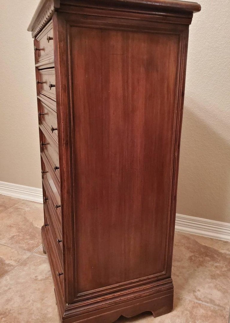 Vintage Italian Walnut Semainier Chest of Drawers For Sale at 1stDibs
