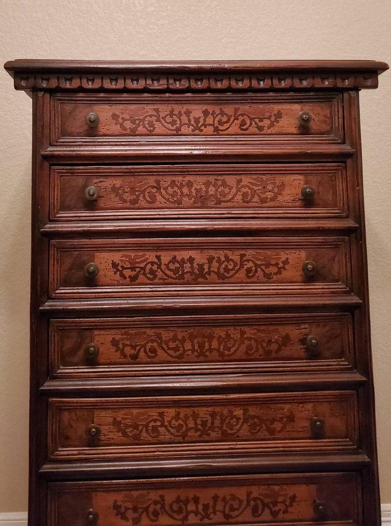 Vintage Italian Walnut Semainier Chest of Drawers For Sale at 1stDibs