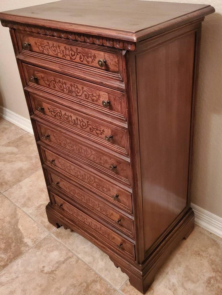 Vintage Italian Walnut Semainier Chest of Drawers For Sale at 1stDibs