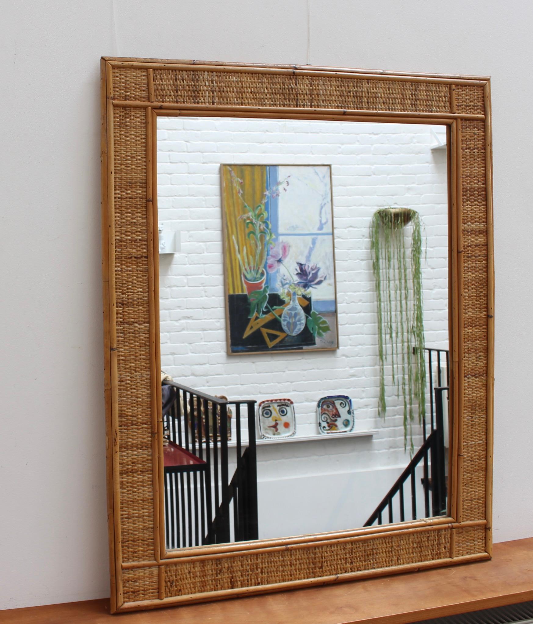 Vintage Italian Wicker and Rattan Wall Mirror (circa 1960s) For Sale at ...