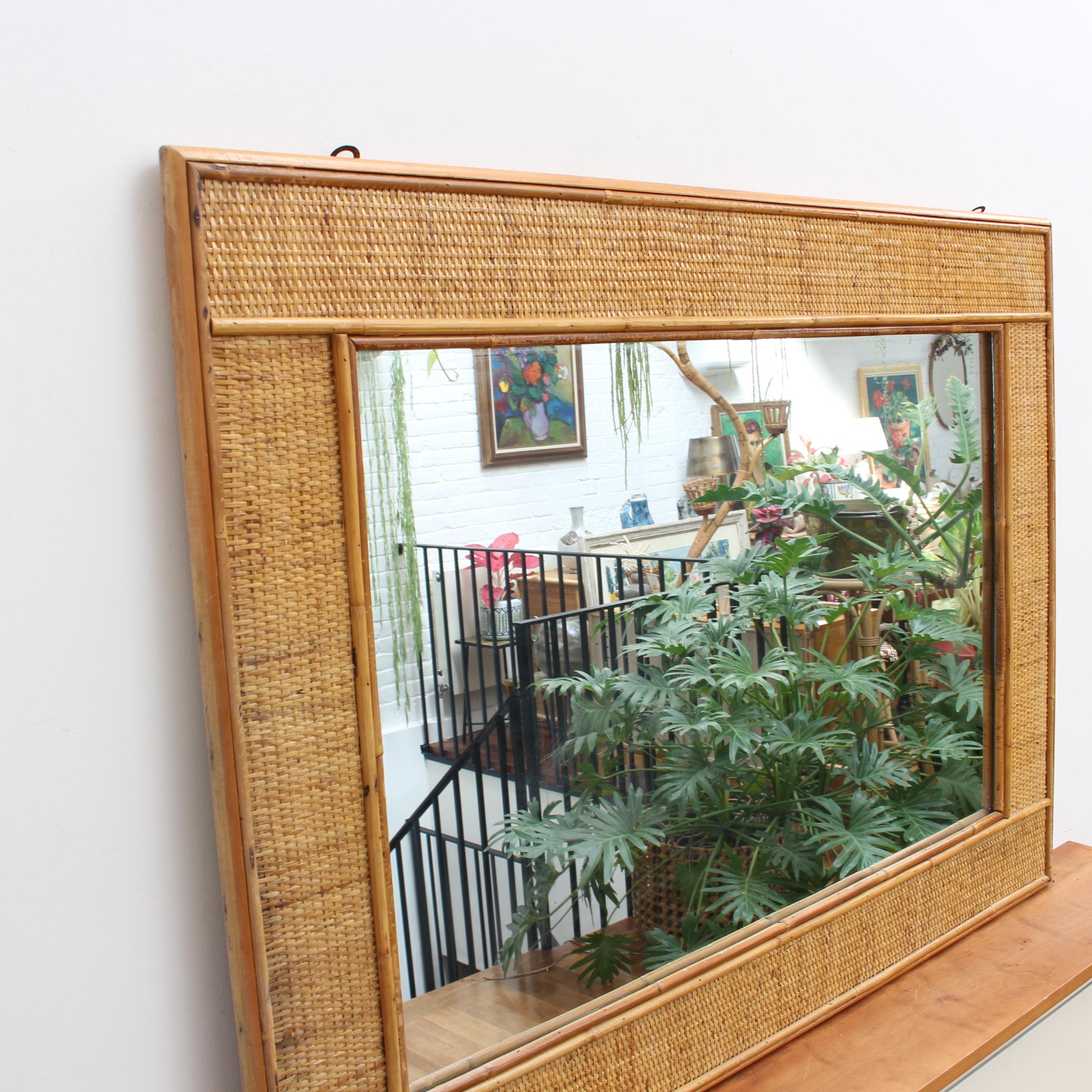 Vintage Italian Wicker and Rattan Wall Mirror (circa 1960s) For Sale at ...