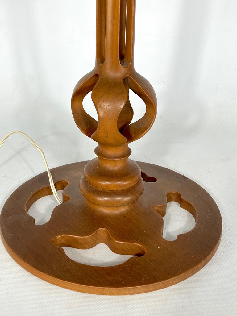 Vintage Italian wood table lamp from 50s For Sale at 1stDibs