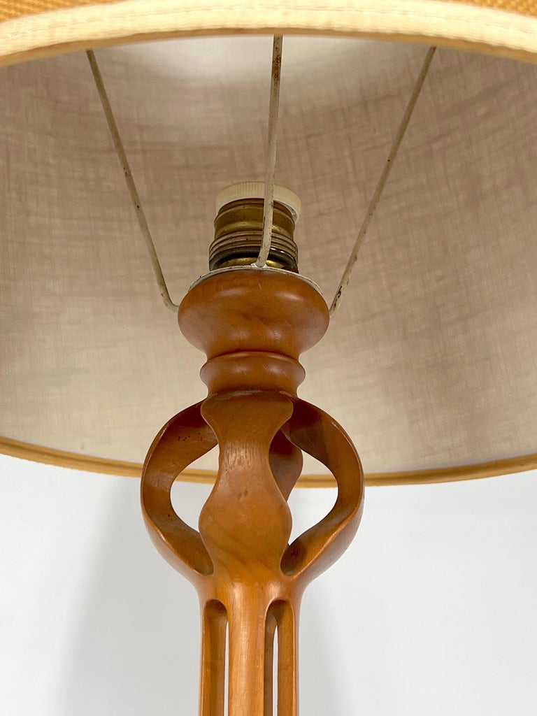 Vintage Italian wood table lamp from 50s For Sale at 1stDibs