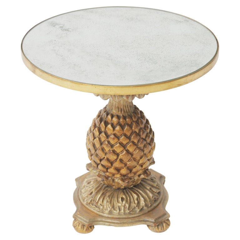 Vintage Italin Pineapple Accent Table with Mirrored Top For Sale at 1stDibs