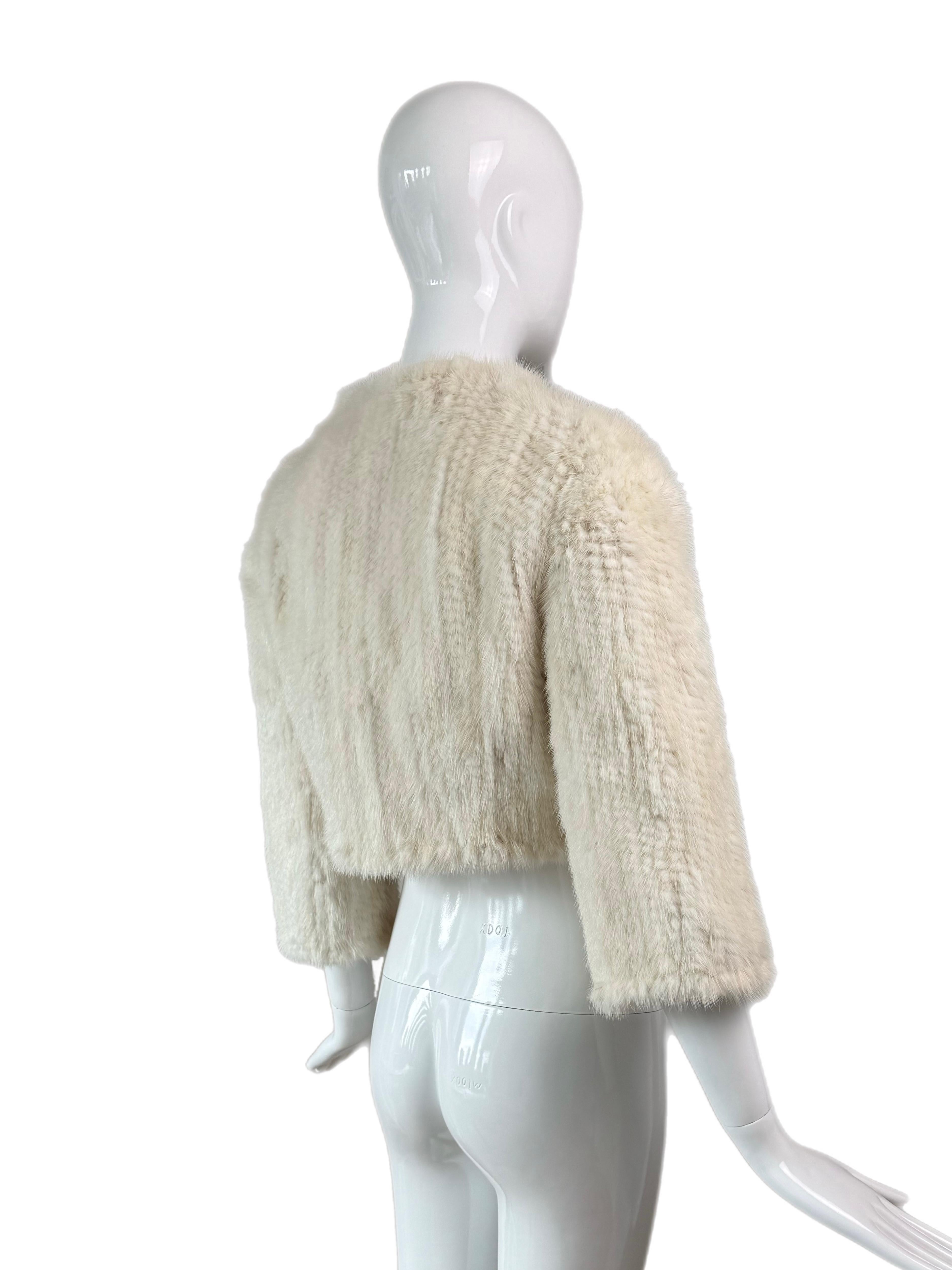 VINTAGE Ivory Beaver/Mink Fur Bolero (USA Purchase Only) Bridal Wedding ...