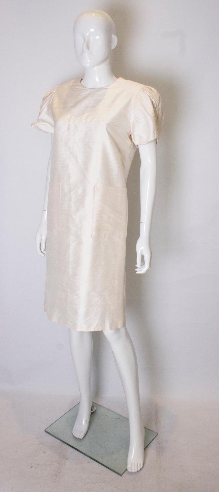 Vintage Ivory Raw Silk Shift Dress For Sale at 1stDibs
