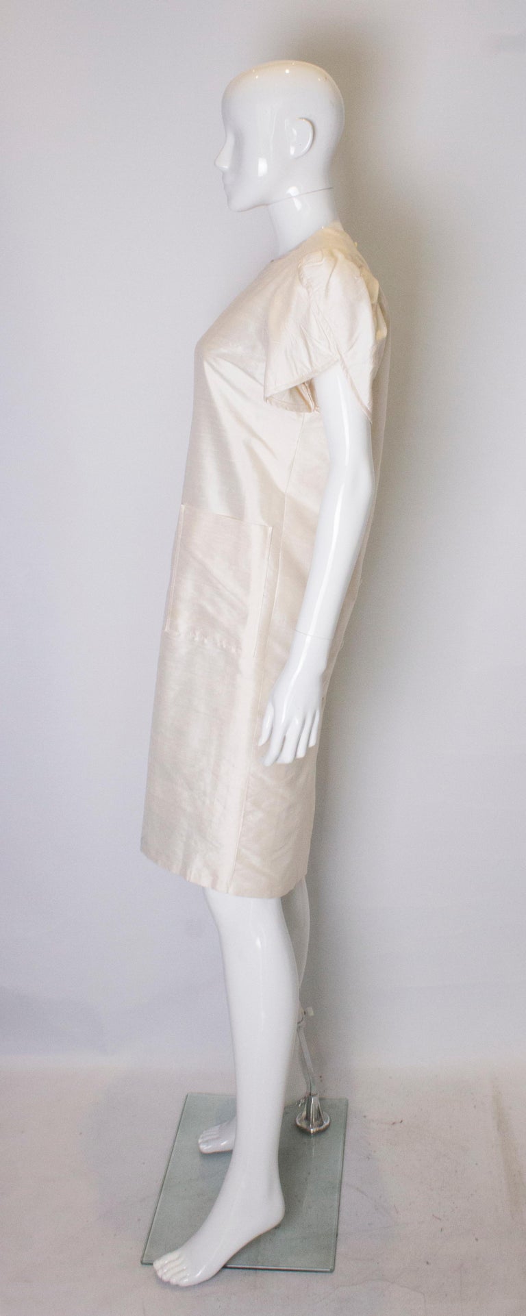 Vintage Ivory Raw Silk Shift Dress For Sale at 1stDibs