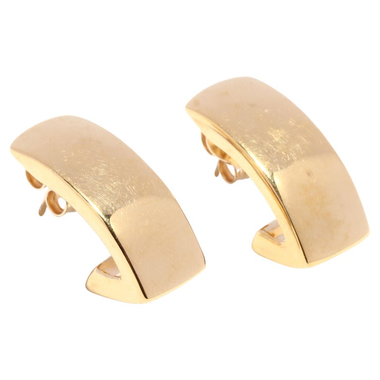 Vintage J Hoop Earrings, 18K Yellow Gold, Square J Hoops, Chunky Hoop ...
