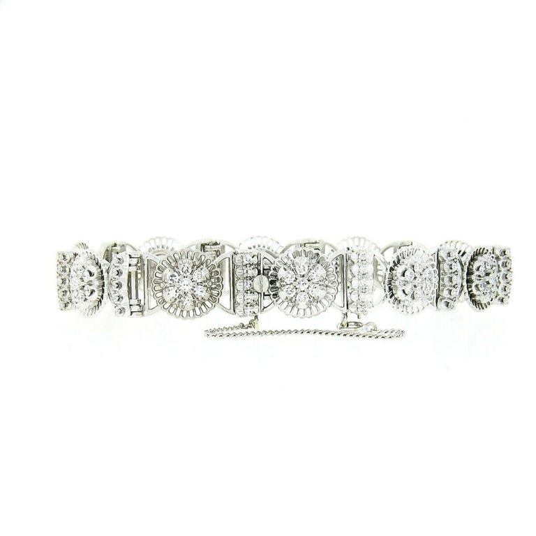 Vintage Jabel 18k Gold 3ctw Diamond Cluster and Bar Link Filigree ...