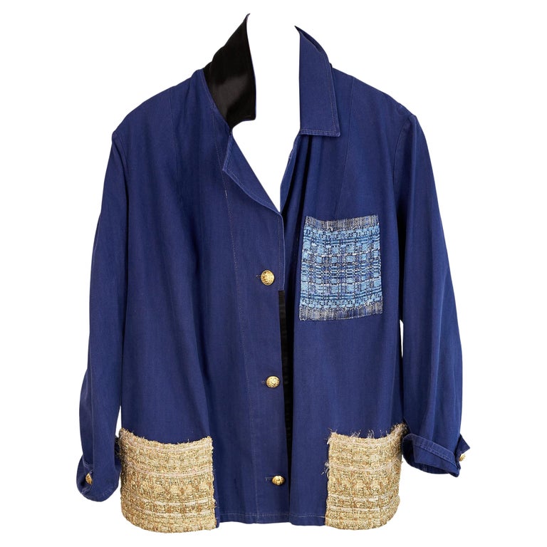 Vintage Jacket French Blue Work Wear reimagined with Gold Lurex Tweed ...