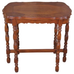 Swedish Scalloped Edge Parquetry Side or End Table For Sale at 1stDibs