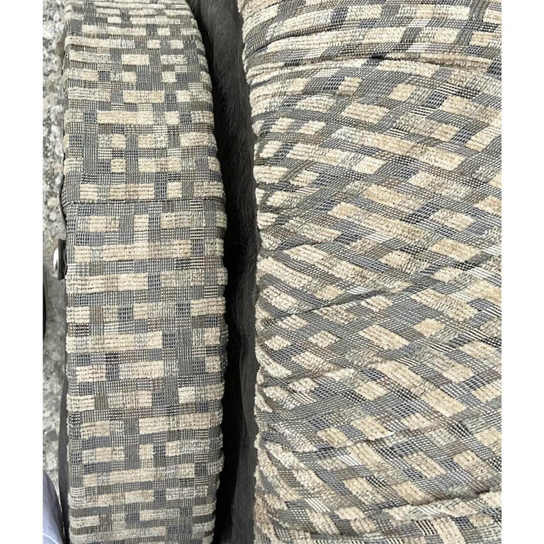 Vintage Jacquard Swivel Poof at 1stDibs | vintage poof