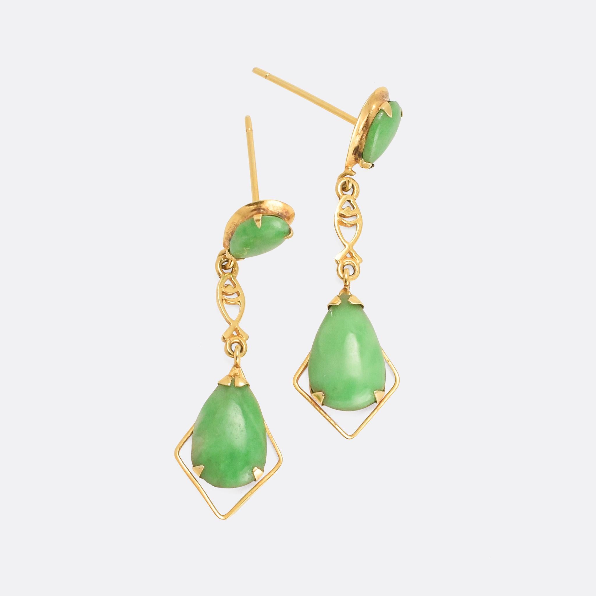 Vintage Jade Drop Earrings at 1stDibs | vintage jade earrings