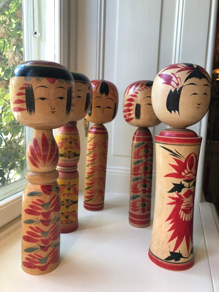 Vintage Japanese 1960s-1980s Collection of 18 Kokeshi Dolls from Tohoku ...
