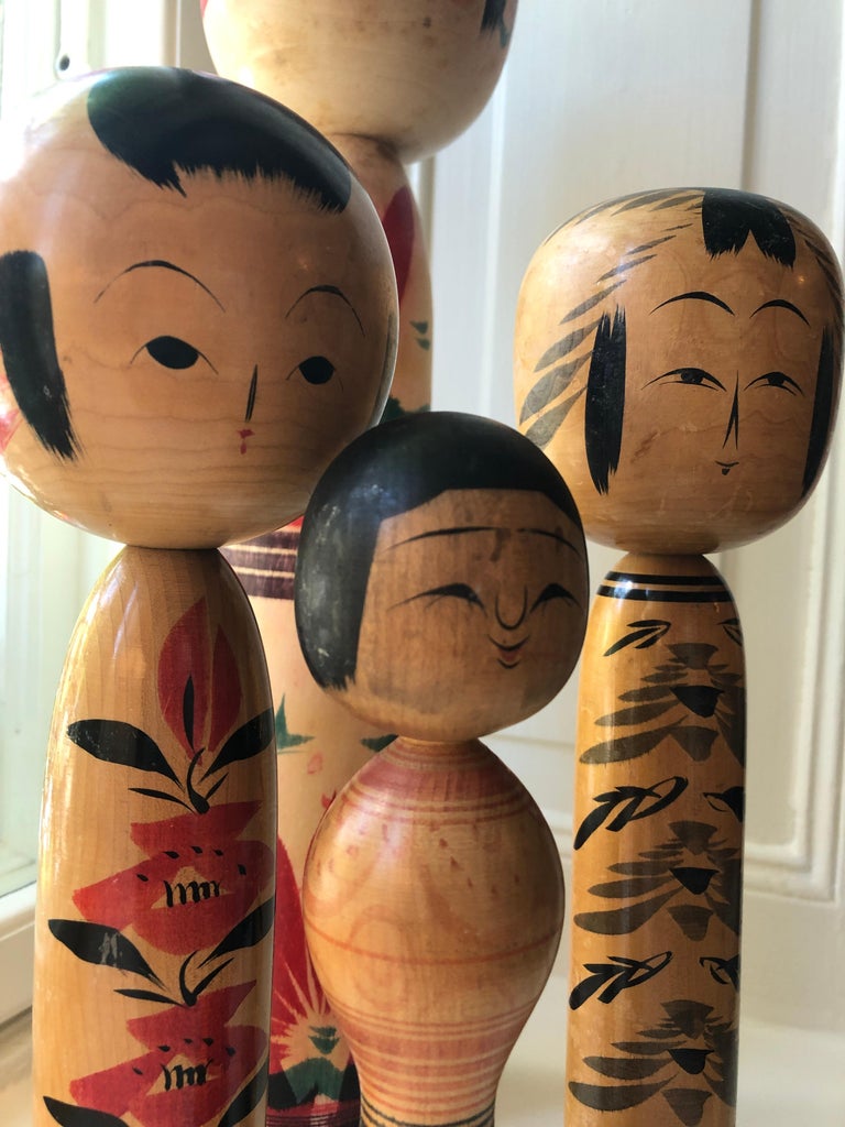 Vintage Japanese 1960s-1980s Collection of 18 Kokeshi Dolls from Tohoku ...