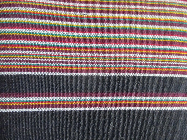 Vintage Japanese Blue and Gold Obi Style Woven Stripes Textile For Sale ...