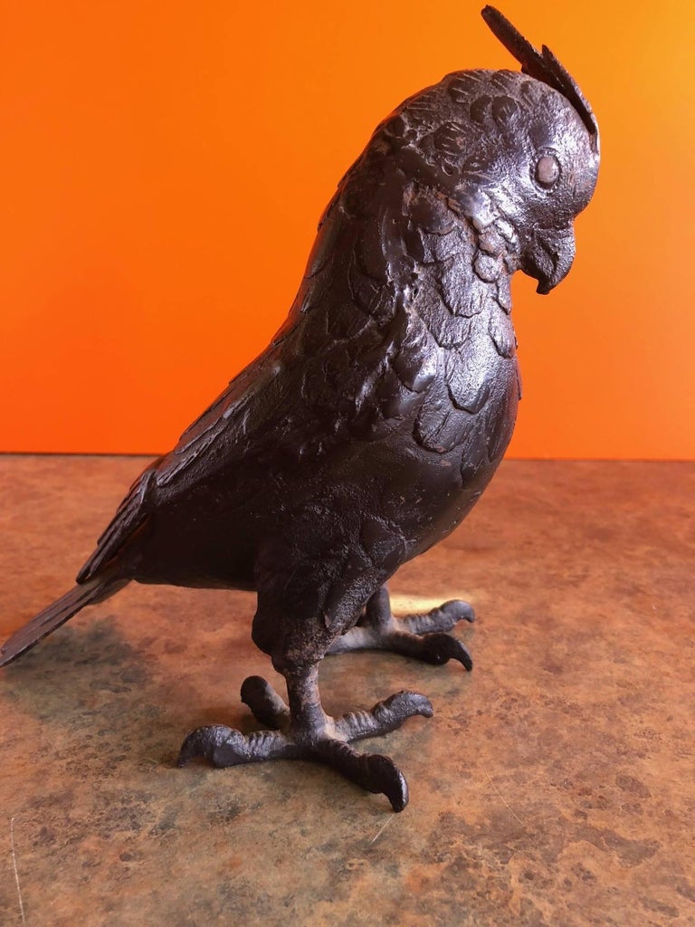 Vintage Japanese Cast Iron Parrot Sculpture at 1stDibs
