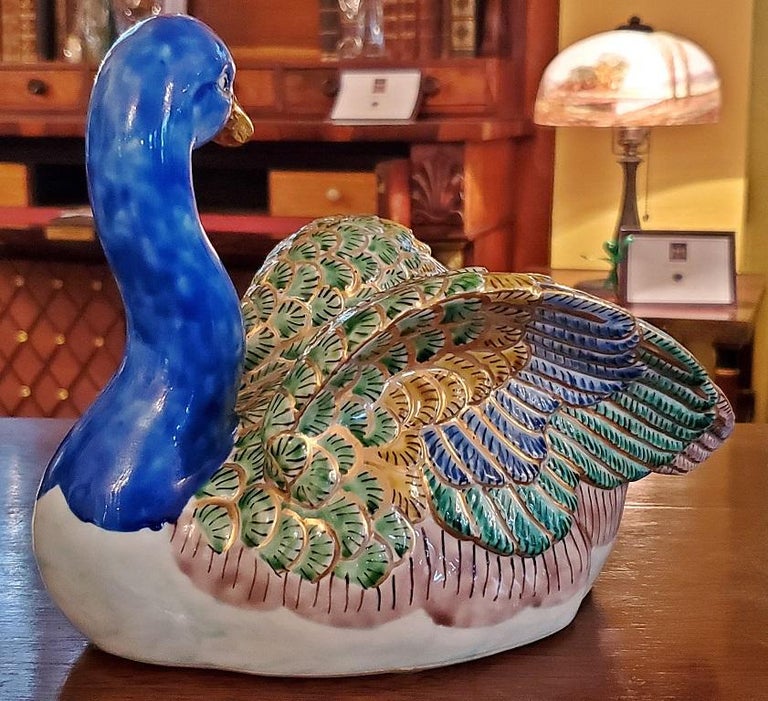 Vintage Japanese Ceramic Gilt Duck For Sale at 1stDibs