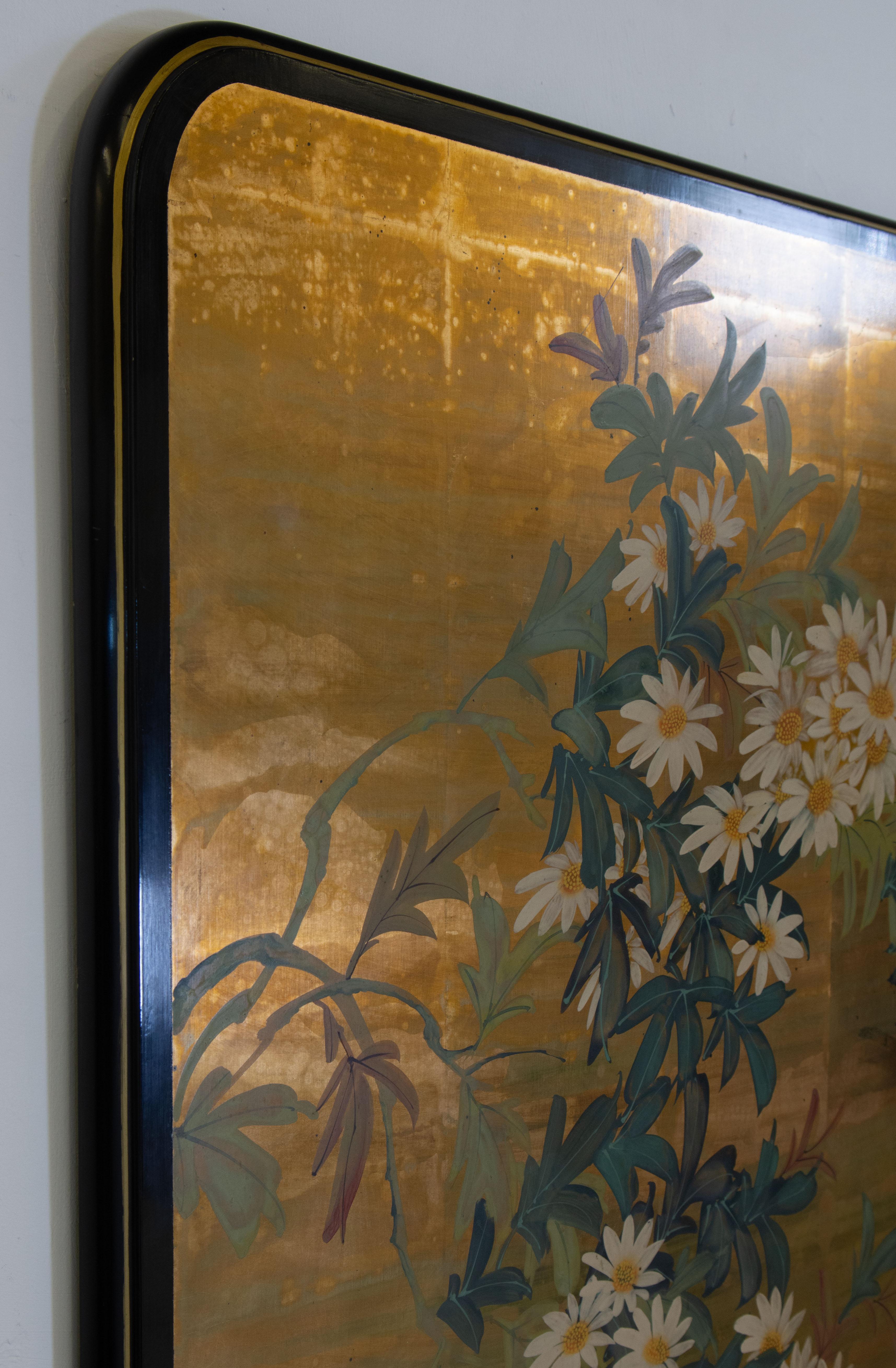 Vintage Japanese Composition Gold Leaf and Painted Wall Panel Birds in ...