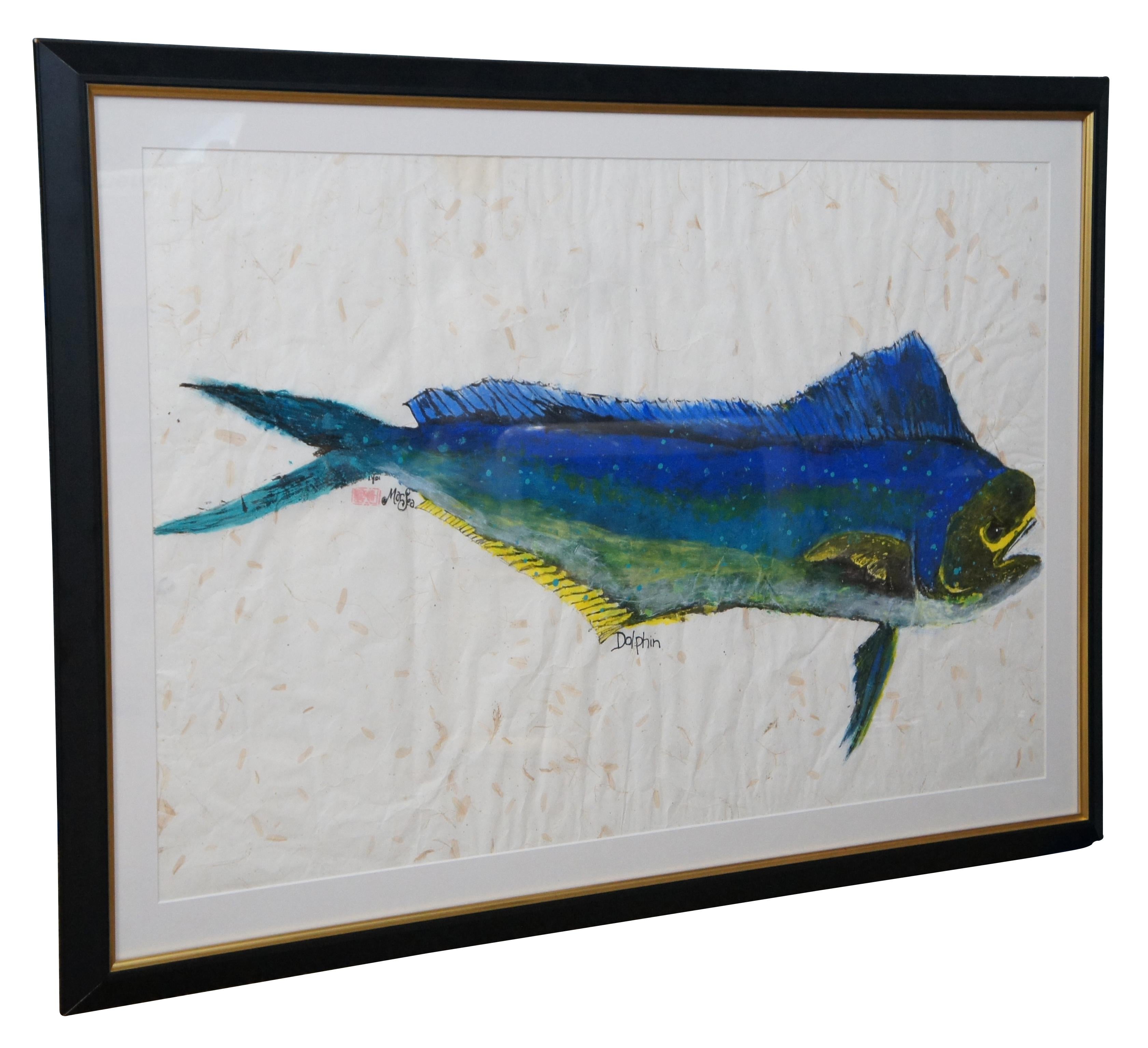 Vintage Japanese Gyotaku Mahi Mahi Dolphin Fish Nautical Print Mar Sea ...